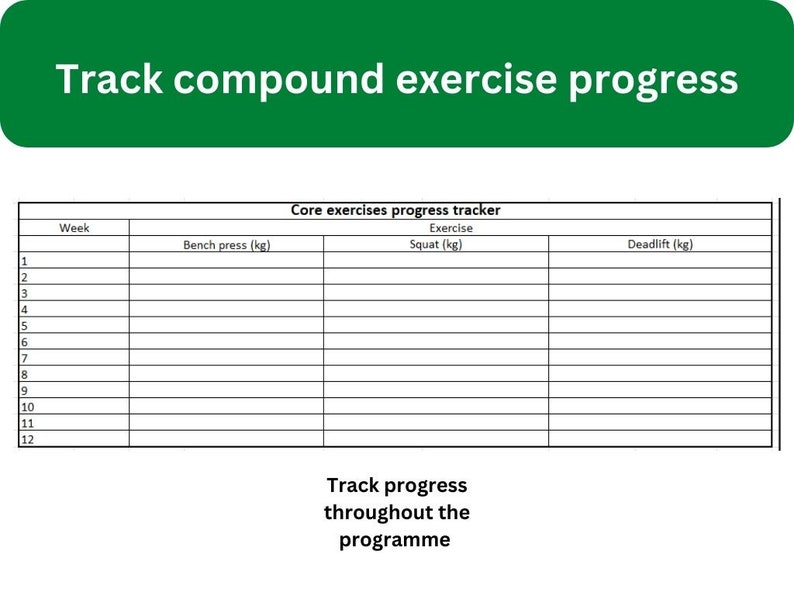 Workout & Fitness Tracker Spreadsheet for Excel | 12 Week Gym Workout ...