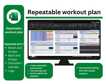 Workout & Fitness Tracker Spreadsheet for Excel 6 Week Gym Workout ...