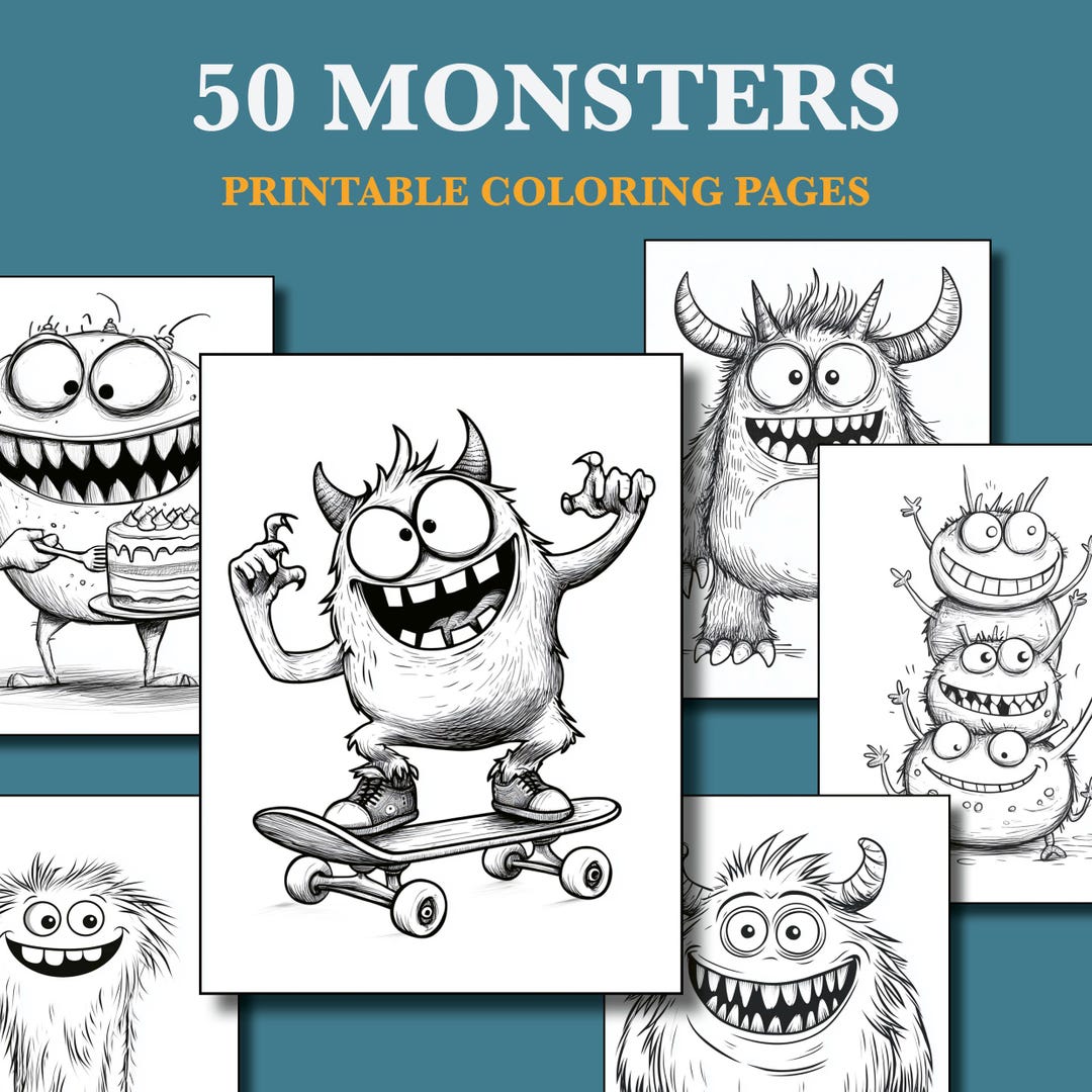 Monsters Coloring Pages for Kids, Printable Coloring Pages, Worksheets ...
