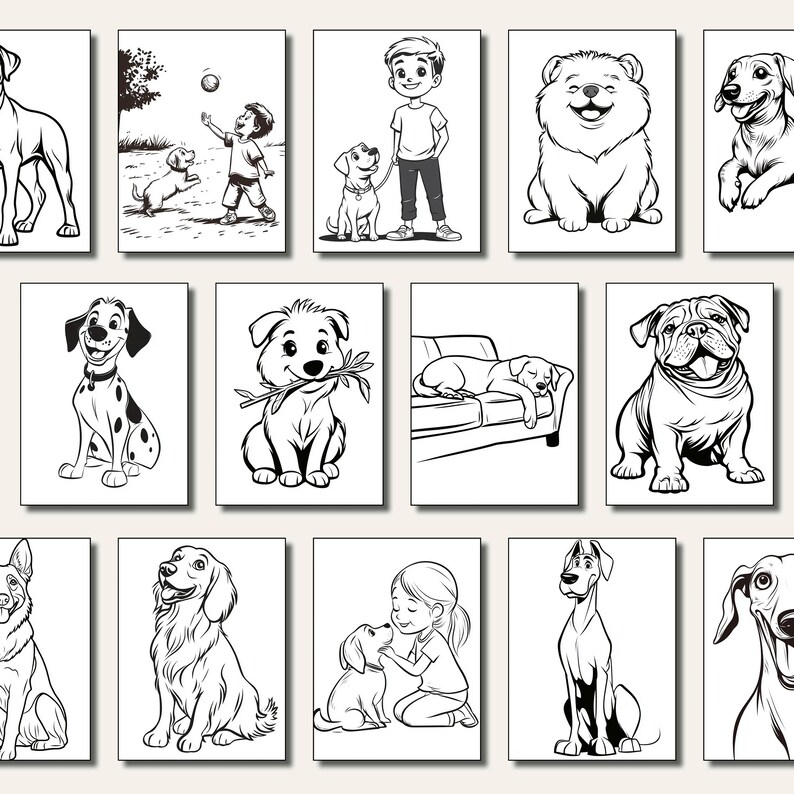 Dogs Coloring Pages for Kids, Printable Coloring Pages, Worksheets ...