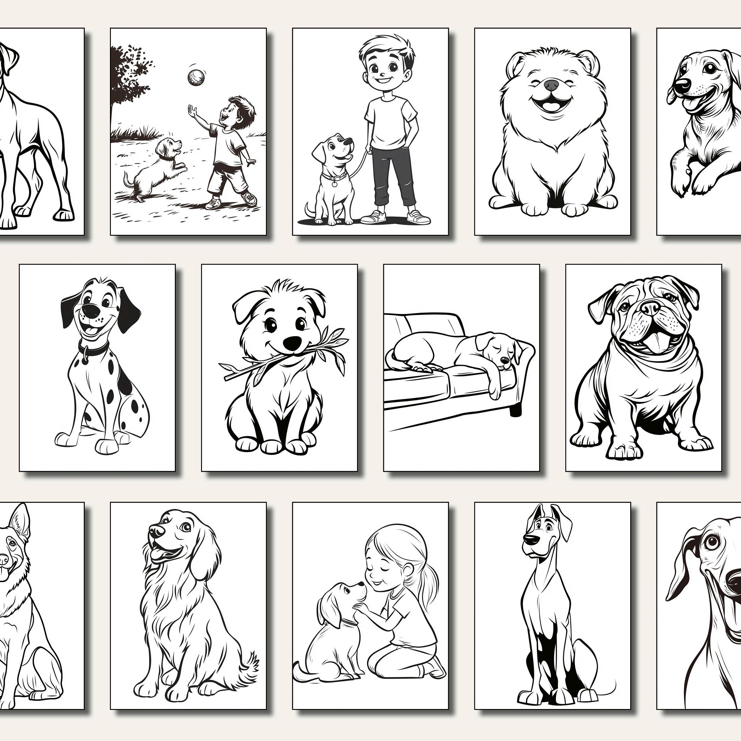 Dogs Coloring Pages for Kids, Printable Coloring Pages, Worksheets ...
