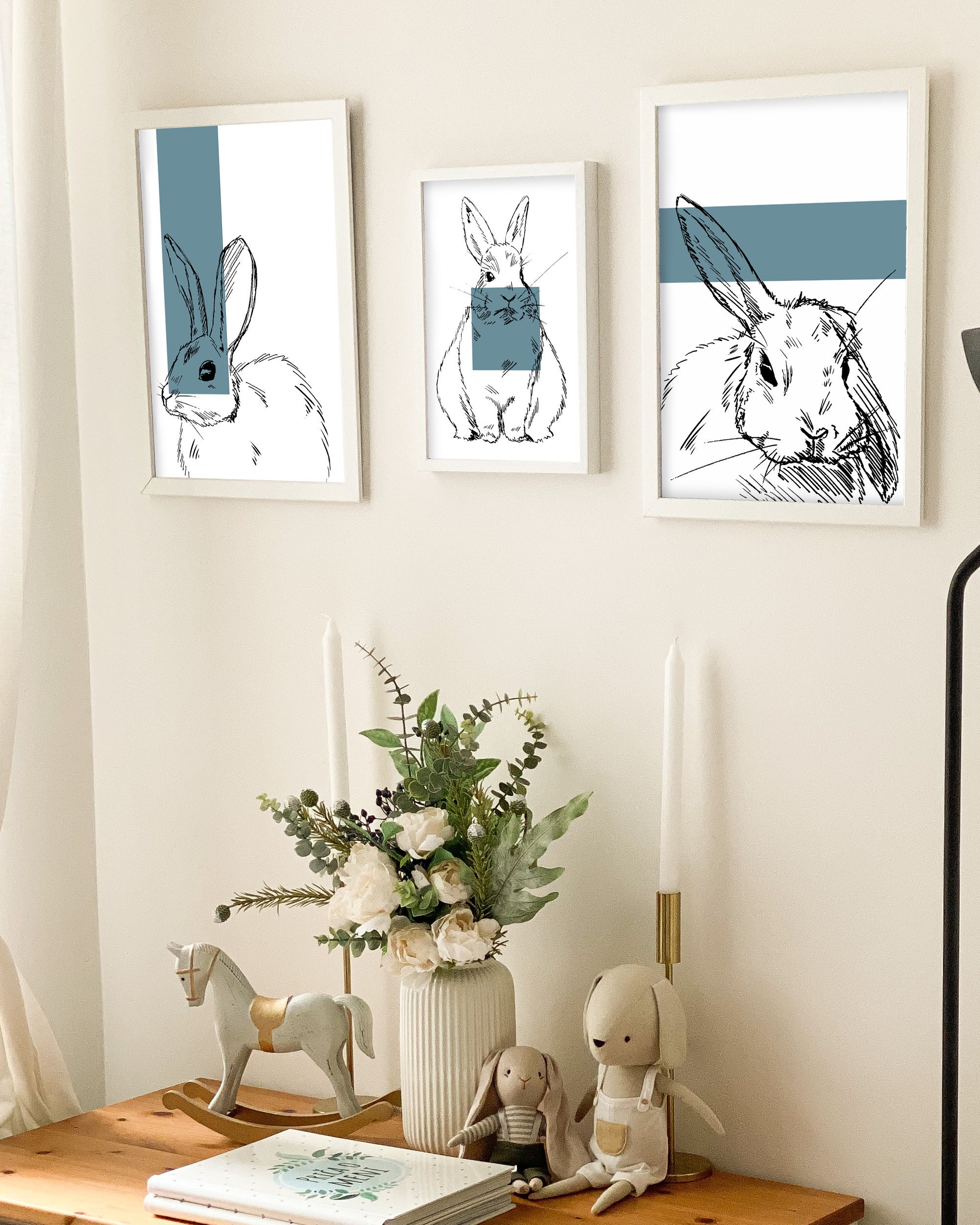 Rabbit Printable Wall Art | 3 Prints | Animal Wall Art | Digital ...