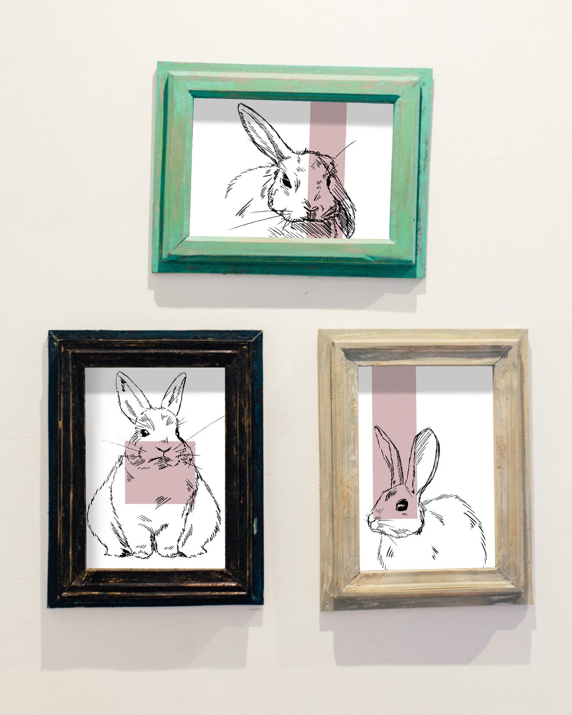 Rabbit Printable Wall Art | Animal Wall Art| 3 Prints | Digital ...