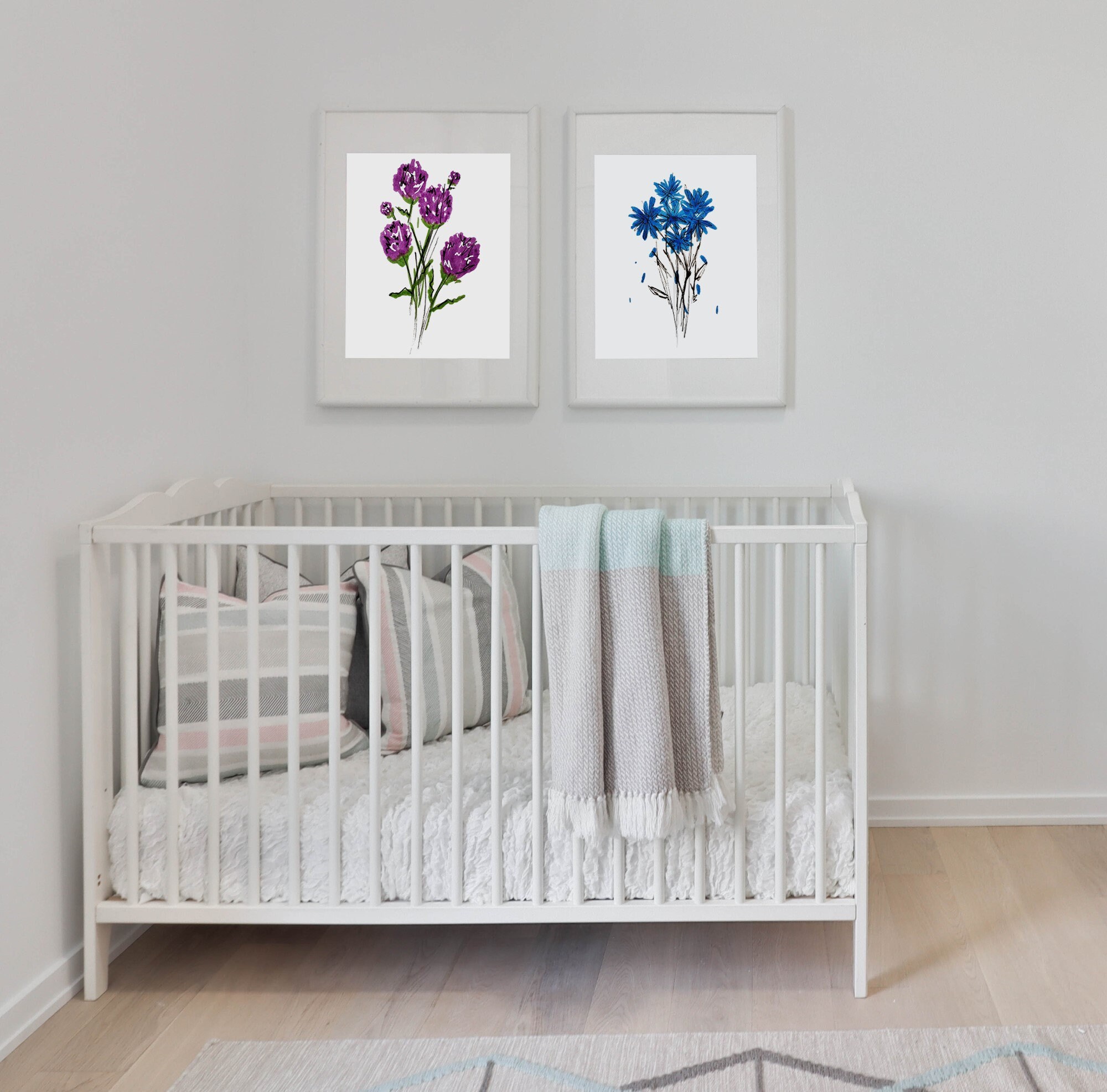 Blue Flower Printable Wall Art Flower Wall Art Digital Download Art ...