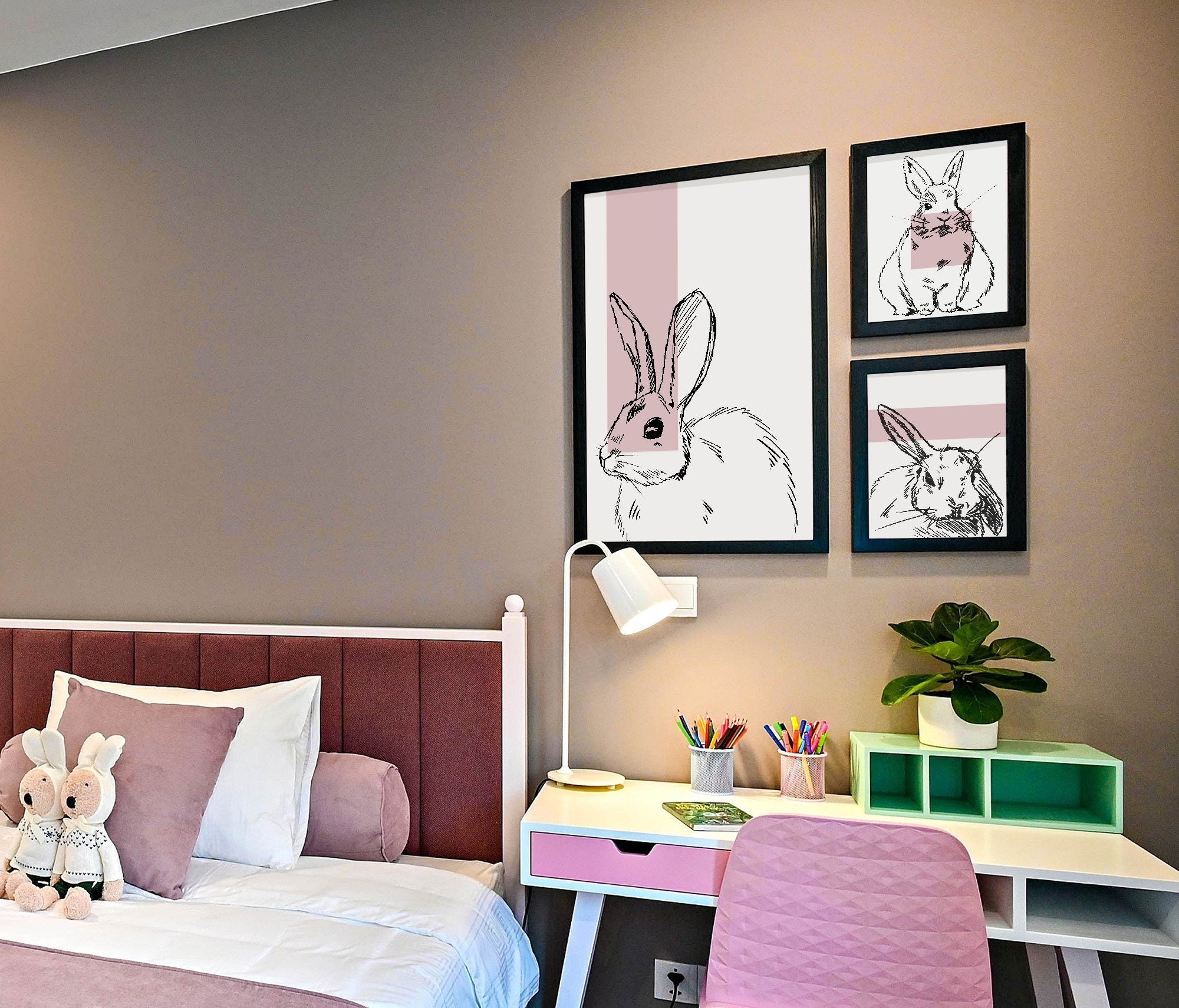 Rabbit Printable Wall Art | Animal Wall Art| 3 Prints | Digital ...