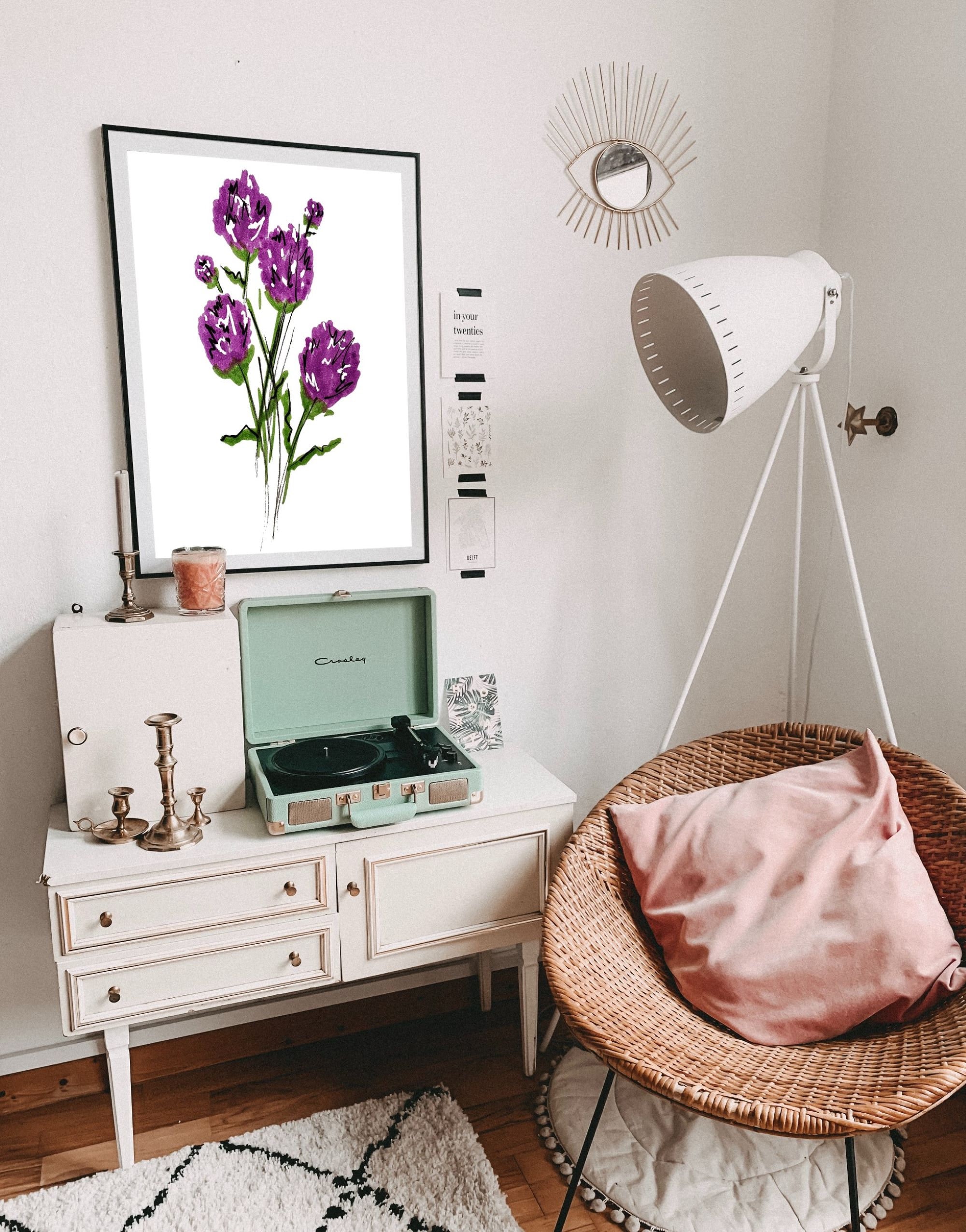 Pink Flower Printable Wall Art | Flower Wall Art | Digital Download Art ...