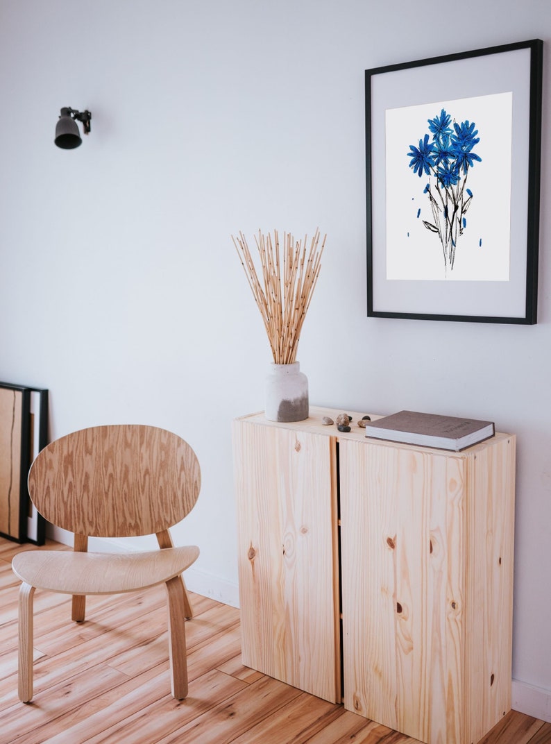 Blue Flower Printable Wall Art Flower Wall Art Digital Download Art ...