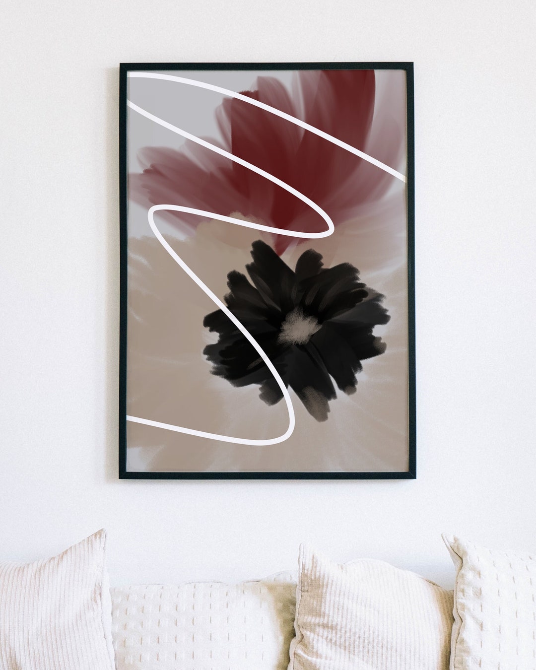 Red and Tan Printable Wall Art | Abstract | Black and White | Digital ...