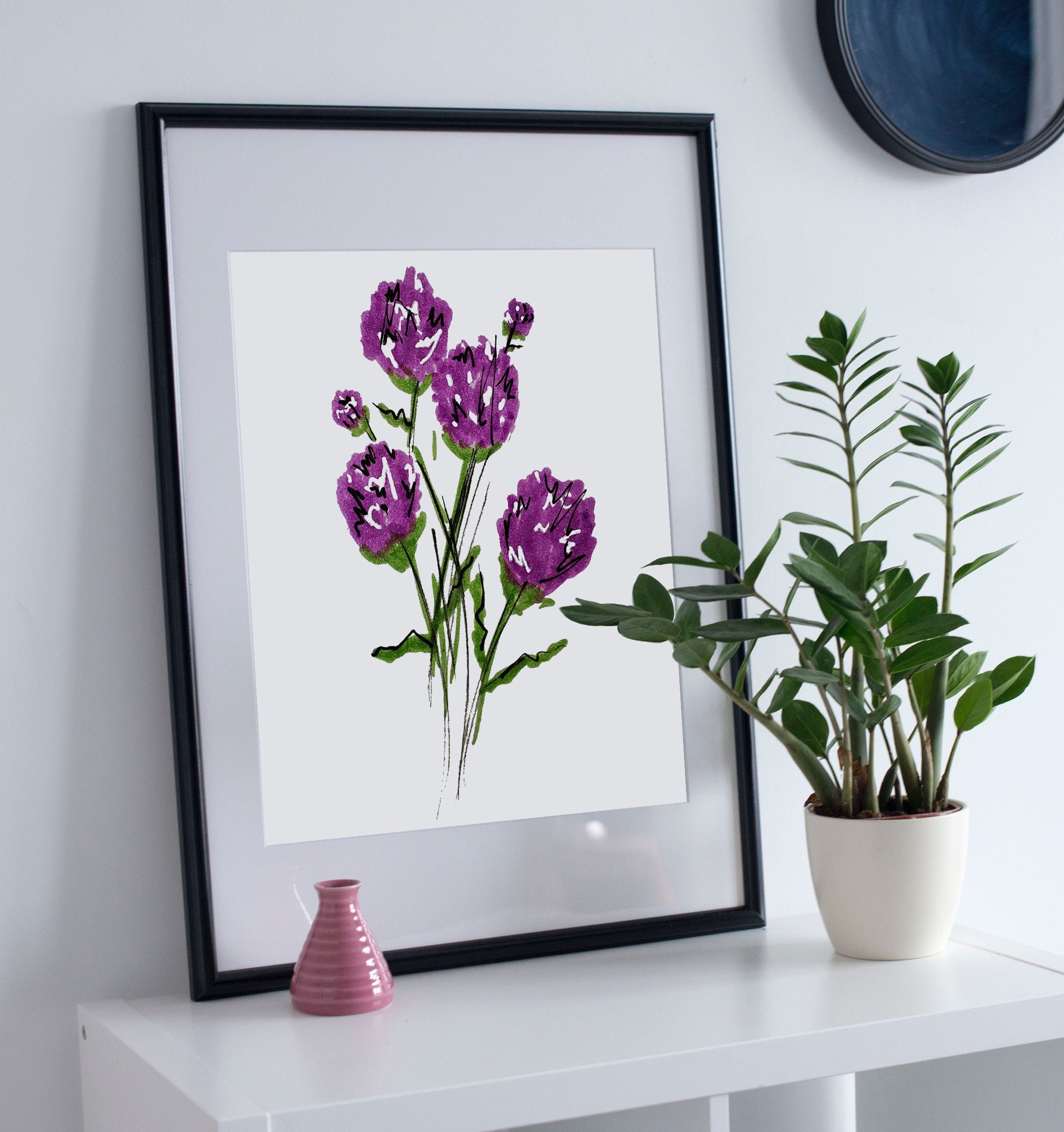 Pink Flower Printable Wall Art | Flower Wall Art | Digital Download Art ...