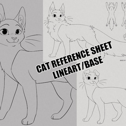 Cat Reference Sheet Base Lineart Warrior Cats Ocs - Etsy