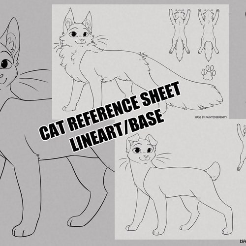 Cat Reference Sheet Base Lineart Warrior Cats Ocs - Etsy