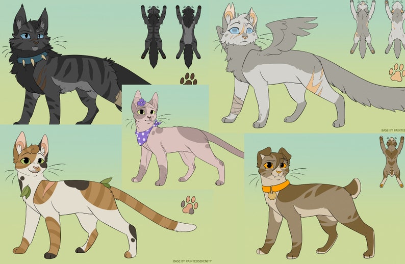 Cat Reference Sheet, Base, Lineart, Warrior Cats, Ocs - Etsy