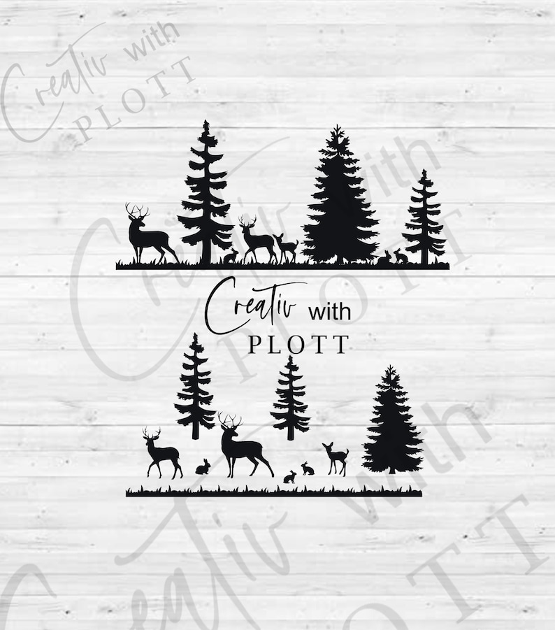 Hirsch SVG, Tanne SVG, Reh SVG, Rehkitz, Kaninchen, Weihnachten, Hirsch, Tiere, Wald, Deer ...