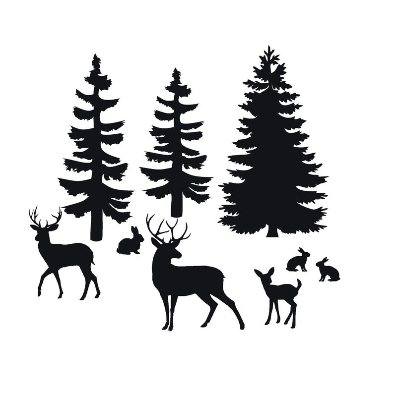 Hirsch SVG, Tanne SVG, Reh SVG, Rehkitz, Kaninchen, Weihnachten, Hirsch, Tiere, Wald, Deer ...