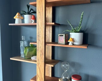 Handcrafted MCM Shifting Shelves - Two Tone Solid Wood Wall Decor for ...