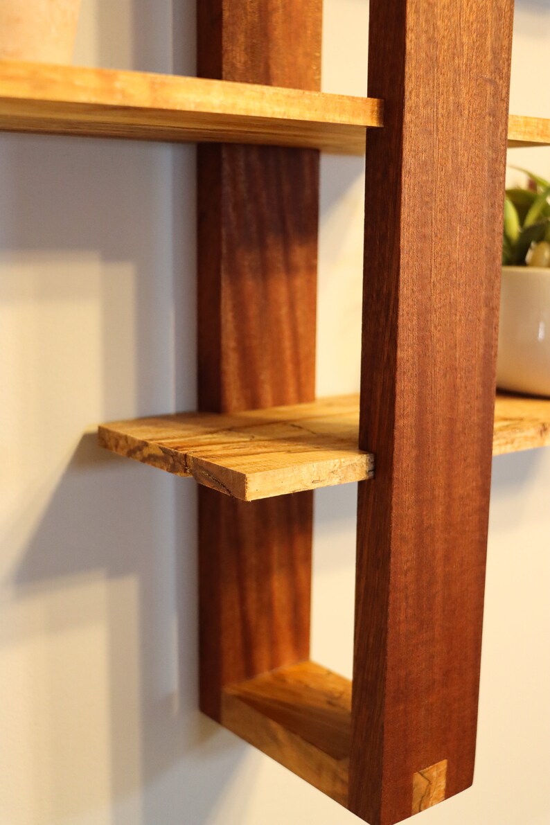 Handcrafted MCM Shifting Shelves Two Tone Solid Wood Wall - Etsy