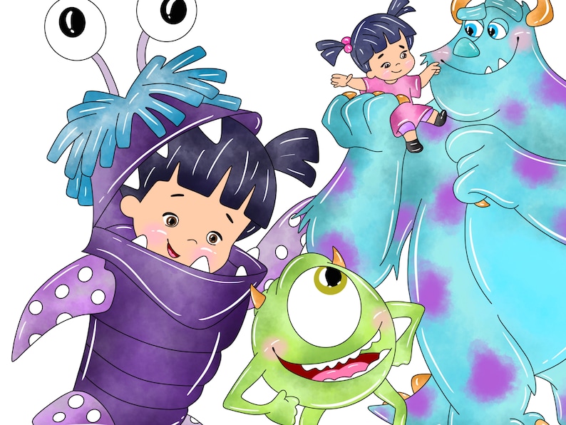 Monsterswatercolor Monsters Clipart Set Boo Mike Sully - Etsy