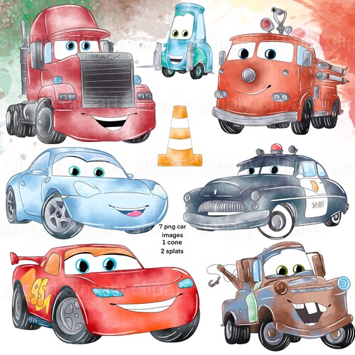 Watercolor Cars Png Watercolor Cars Clipart Set Birthday - Etsy