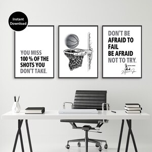 Basketball Hoop Poster Michael Jordan Quote Basketball Coach Gift NBA ...