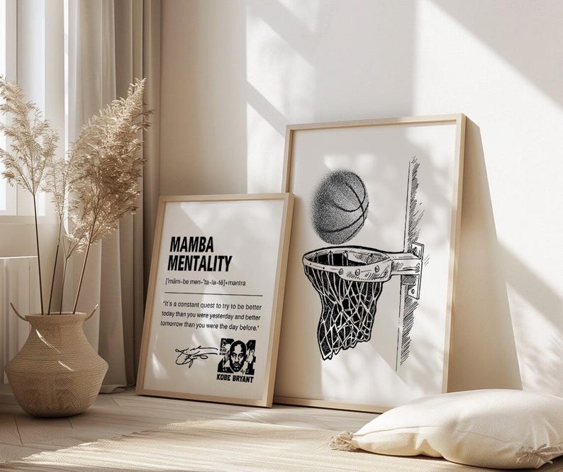 Mamba Mentality Poster, Basketball Legend Wall Art, Black Mamba Print ...