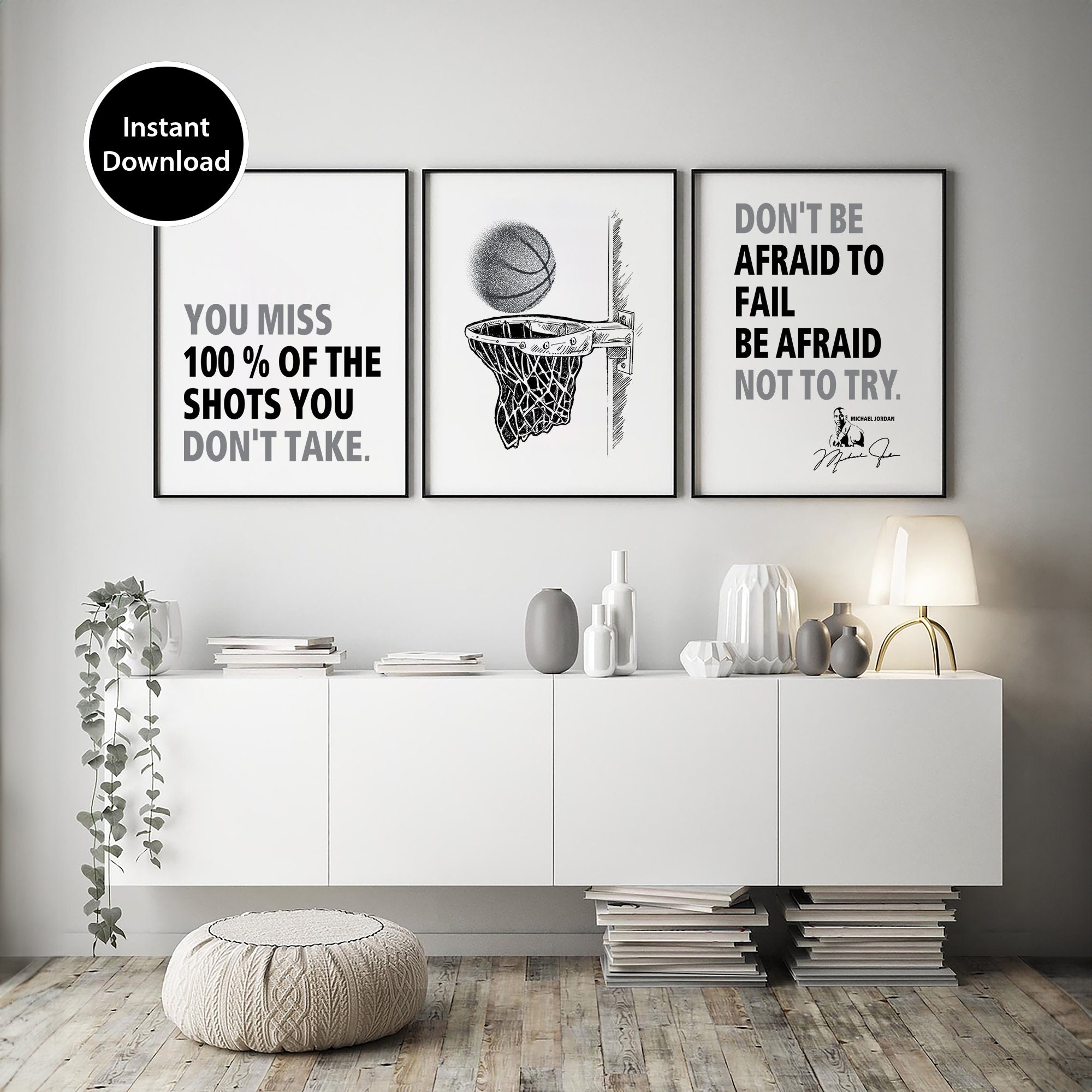 Basketball Hoop Poster Michael Jordan Quote Basketball Coach Gift NBA ...