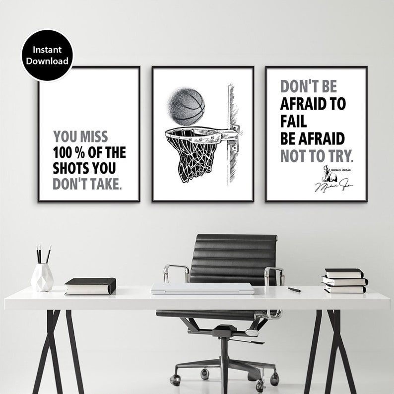 Basketball Hoop Poster Michael Jordan Quote Basketball Coach Gift NBA ...