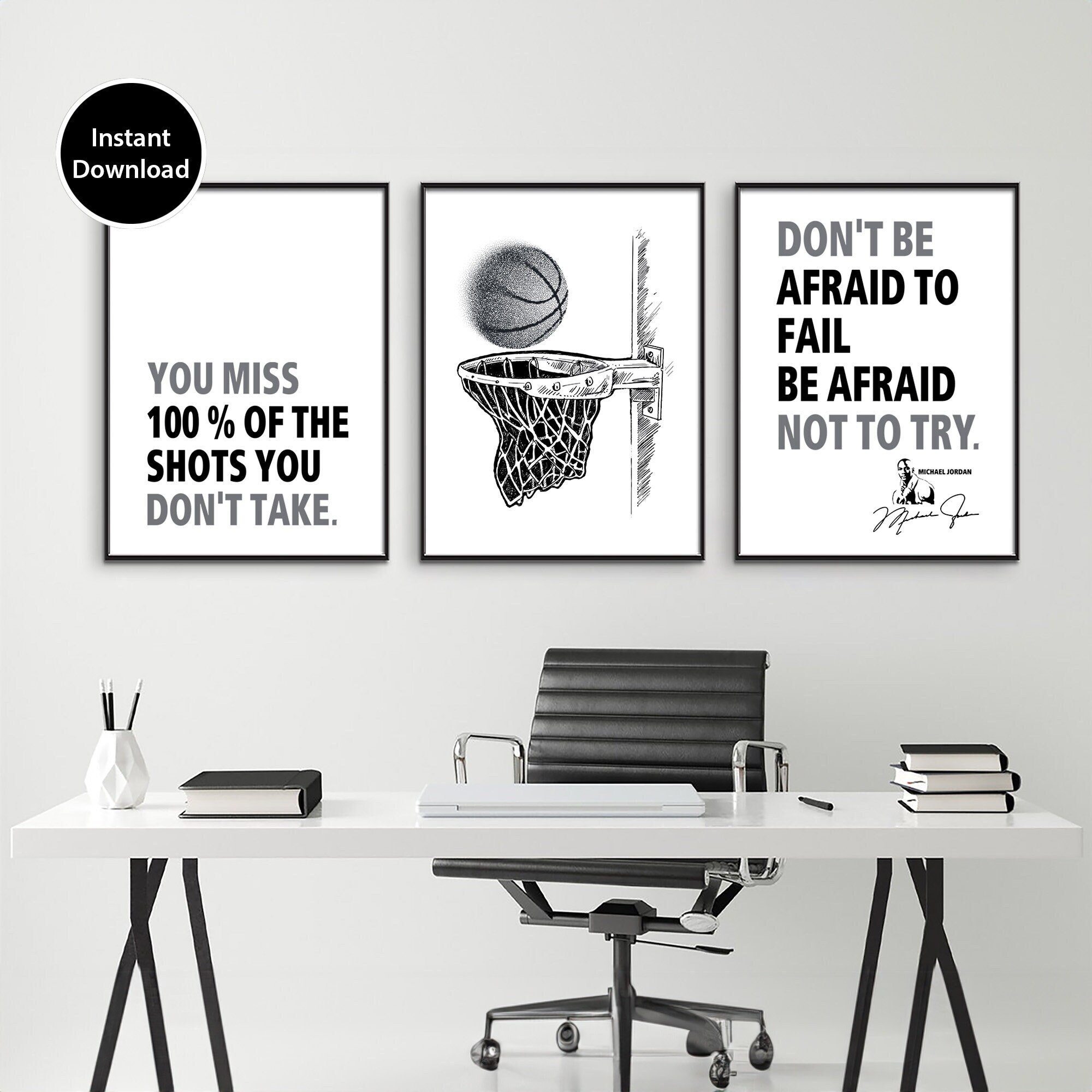 Basketball Hoop Poster Michael Jordan Quote Basketball Coach Gift NBA ...