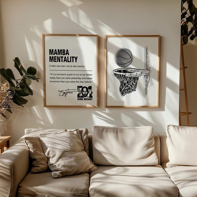 Mamba Mentality Poster, Basketball Legend Wall Art, Black Mamba Print ...