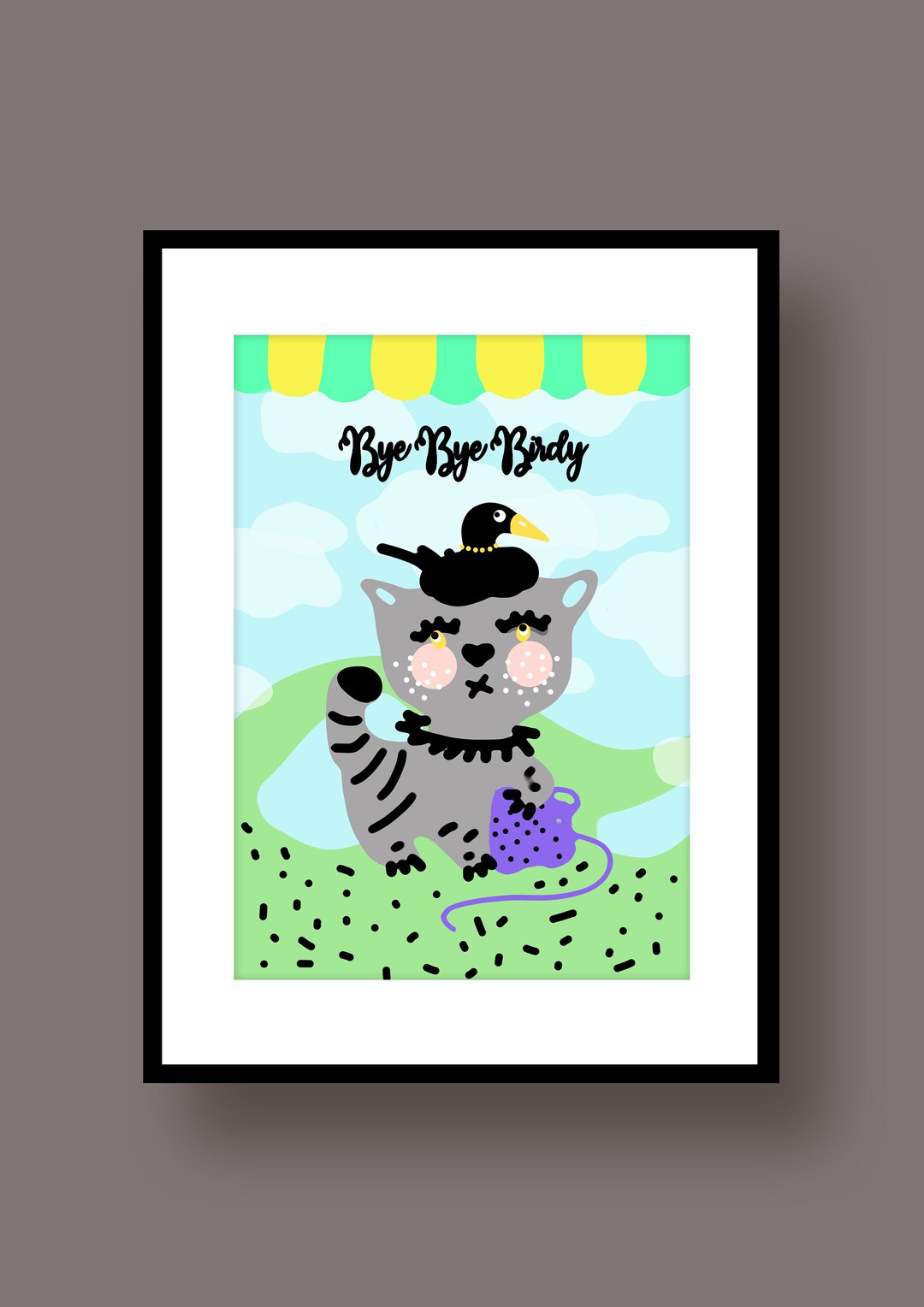 Bye Bye Birdy, Cat, Bird, Digital DIY Download, Children's Room - Etsy