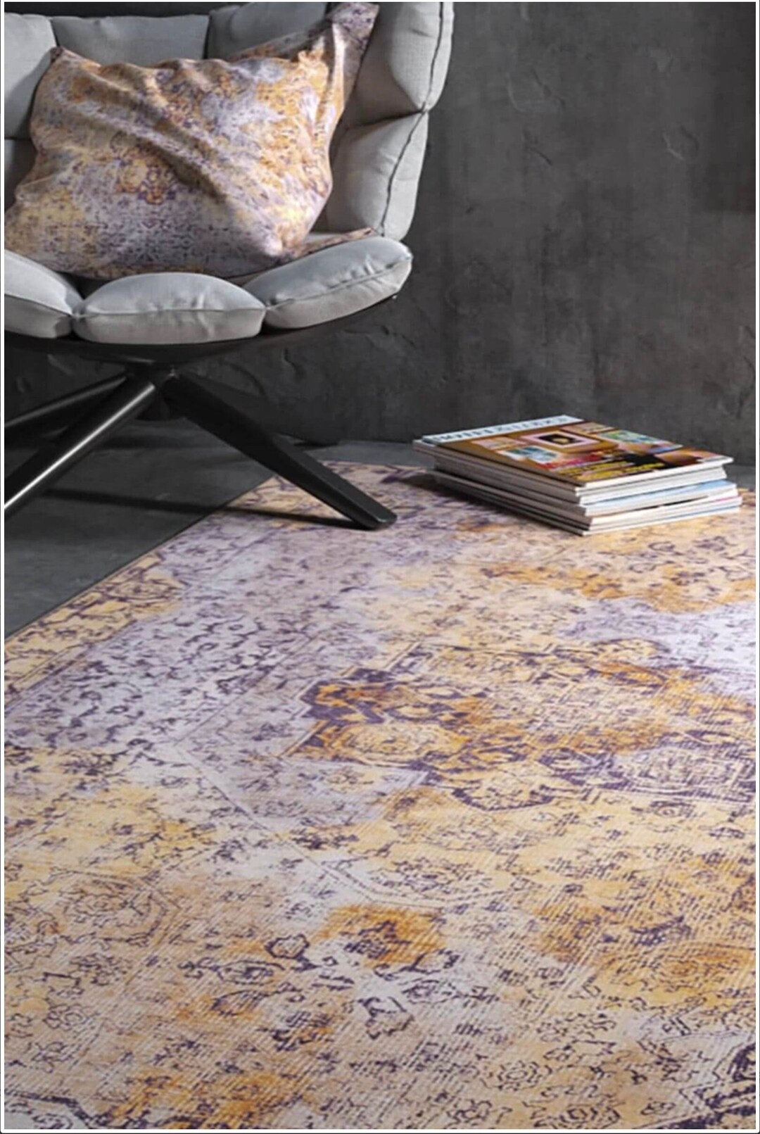 Persian Rug 8x10, Vintage Patterns, Oriental Rug, Pastel Orange Rug ...