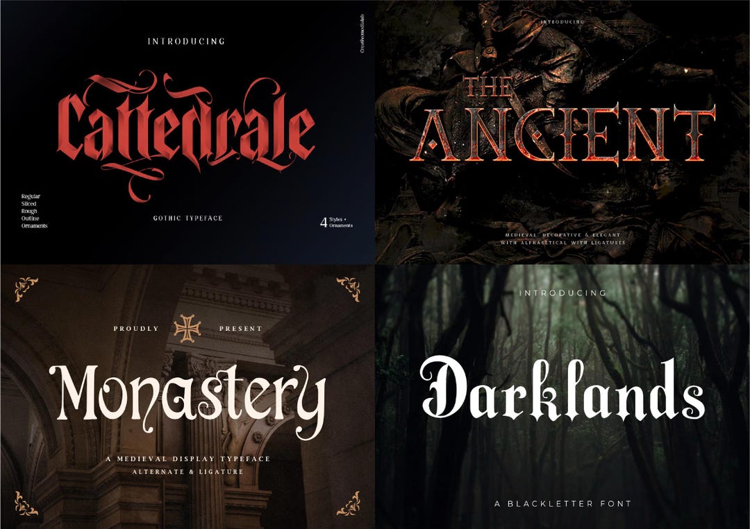 4 Premium Tattoo, Gothic Font 4 Cattedrale, the Ancient, Monastery ...