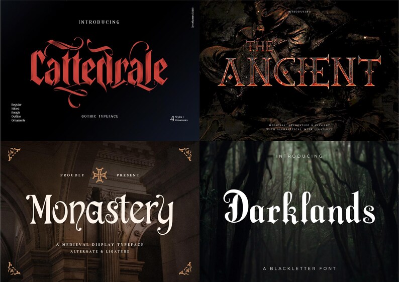 4 Premium Tattoo, Gothic Font 4 Cattedrale, the Ancient, Monastery ...