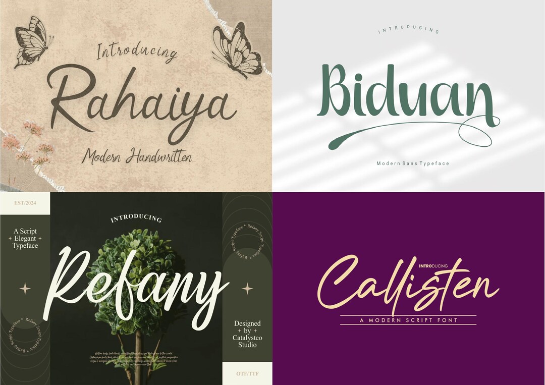 4 Premium Script and Handwritten Font Rahaiya, Biduan, Refany ...