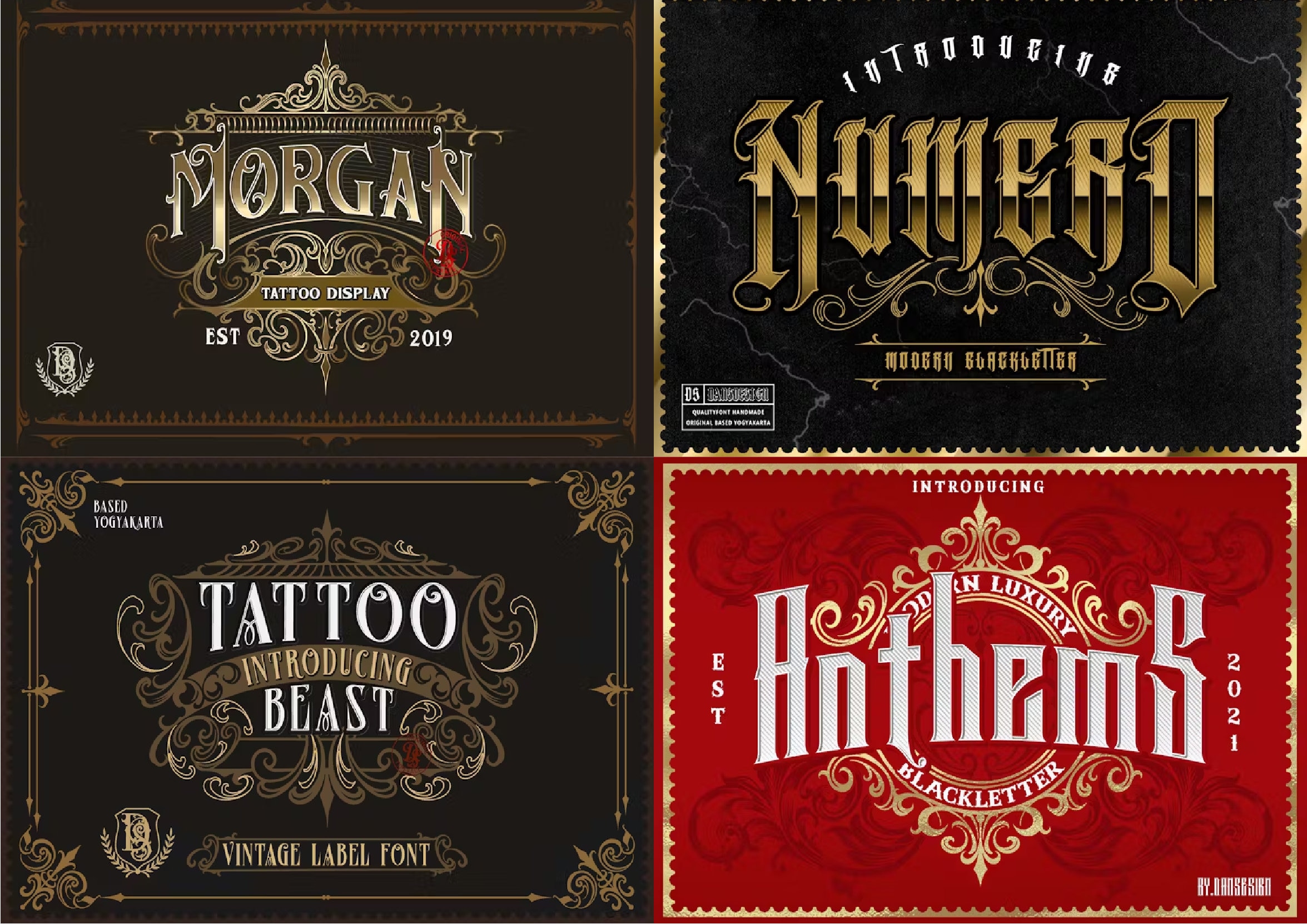 4 Tattoo, Gothic Premium Font Morgan, Numero, Tattoo Beats, Anthems - Etsy