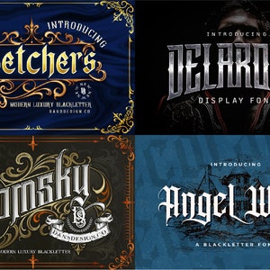 4 Gothic Tattoo Blackletter Typeface Font 3 Betcher, Delaroca, Gomsky ...