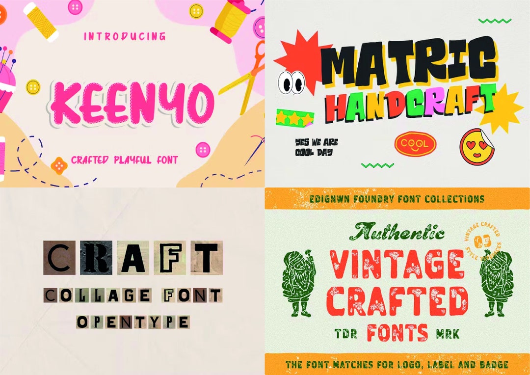 4 Font Craft and Handcraft Mini Bundle - Etsy