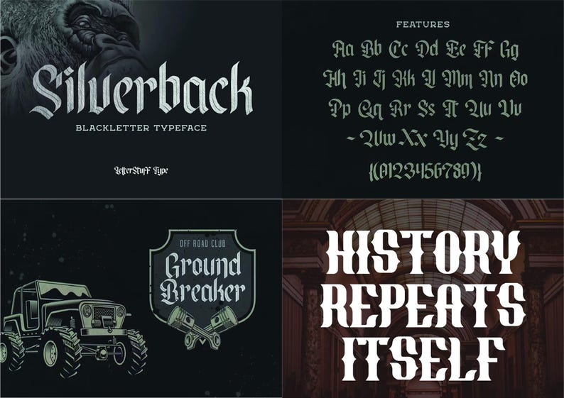 4 Premium Blackletter Modern Gothic Font Night Life, Glaive, Lamphor ...