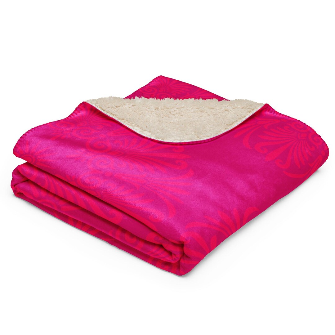 Luxurious Hot Pink, Fuschia, Rose Pattern, Sherpa Blanket - Etsy