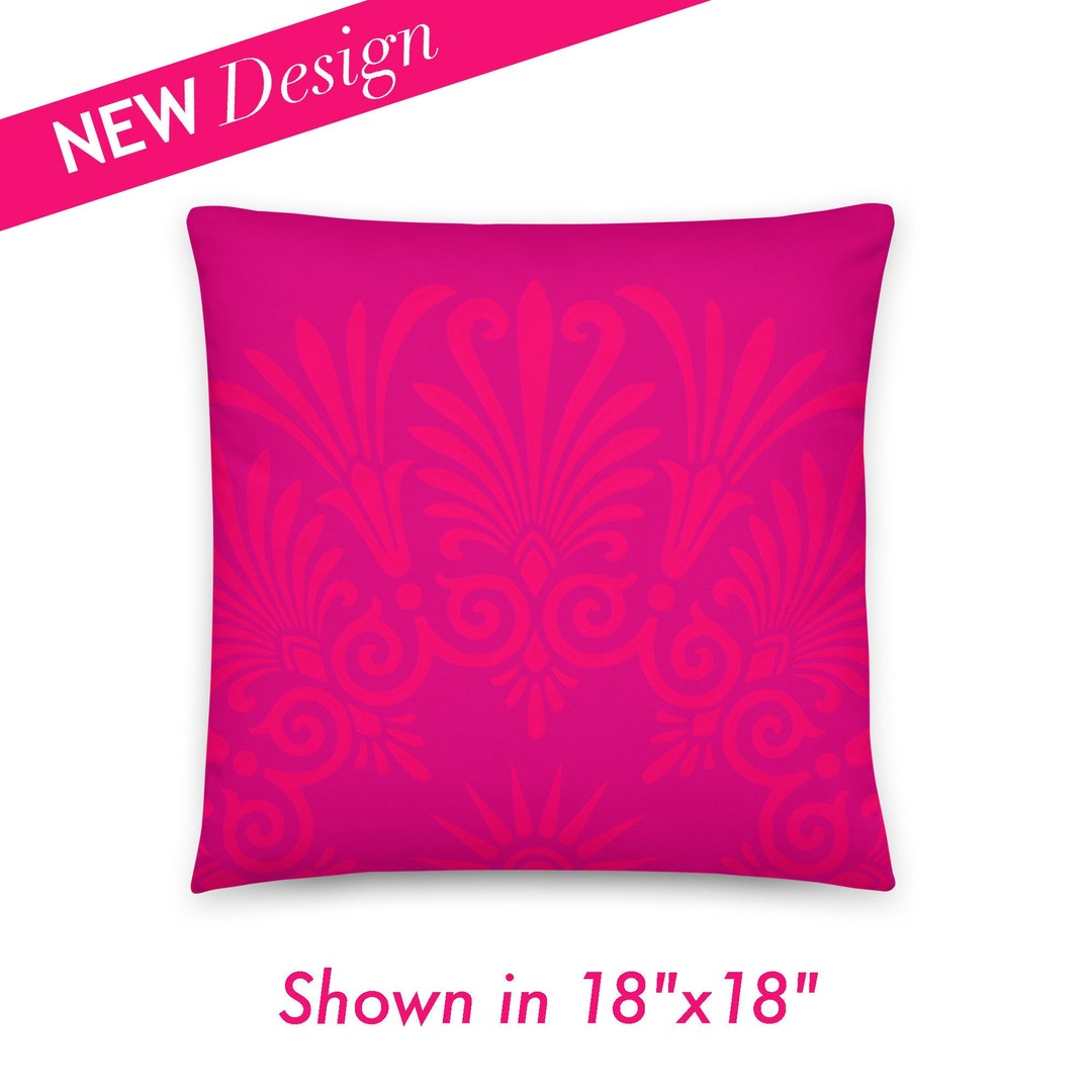 Hot Pink, Fuschia, Rose Pattern, Pillow Cushion - Etsy