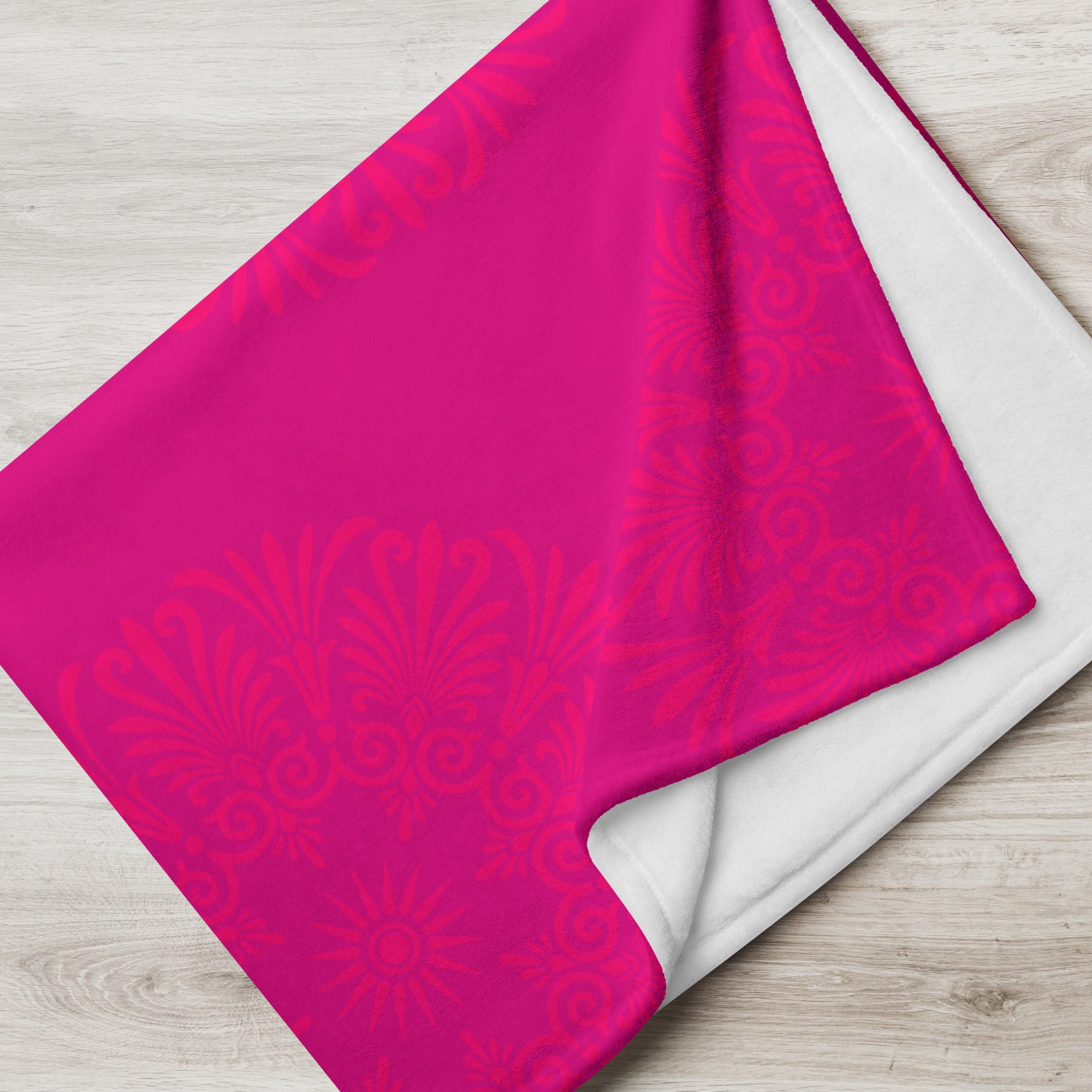 Hot Pink, Fuschia, Rose Pattern, Throw Blanket - Etsy