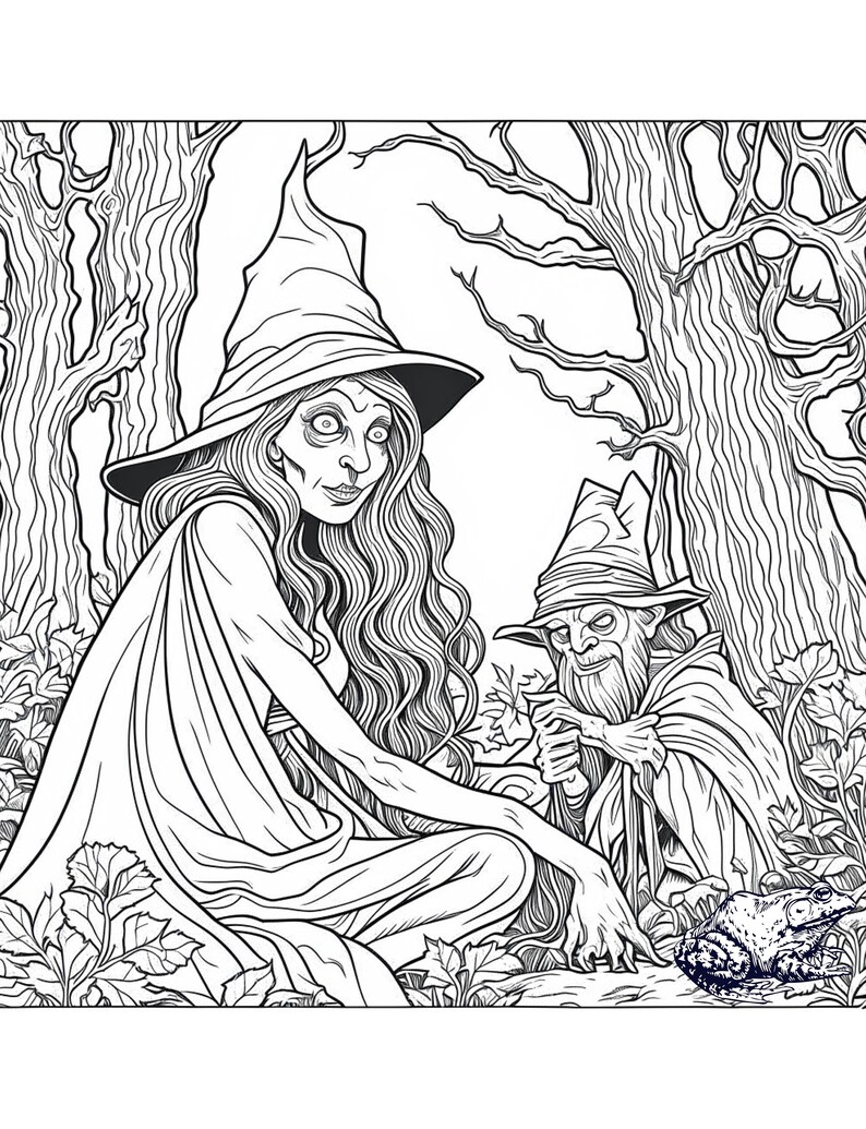 Wizards & Witches Coloring Pages With Fairies Castles and - Etsy