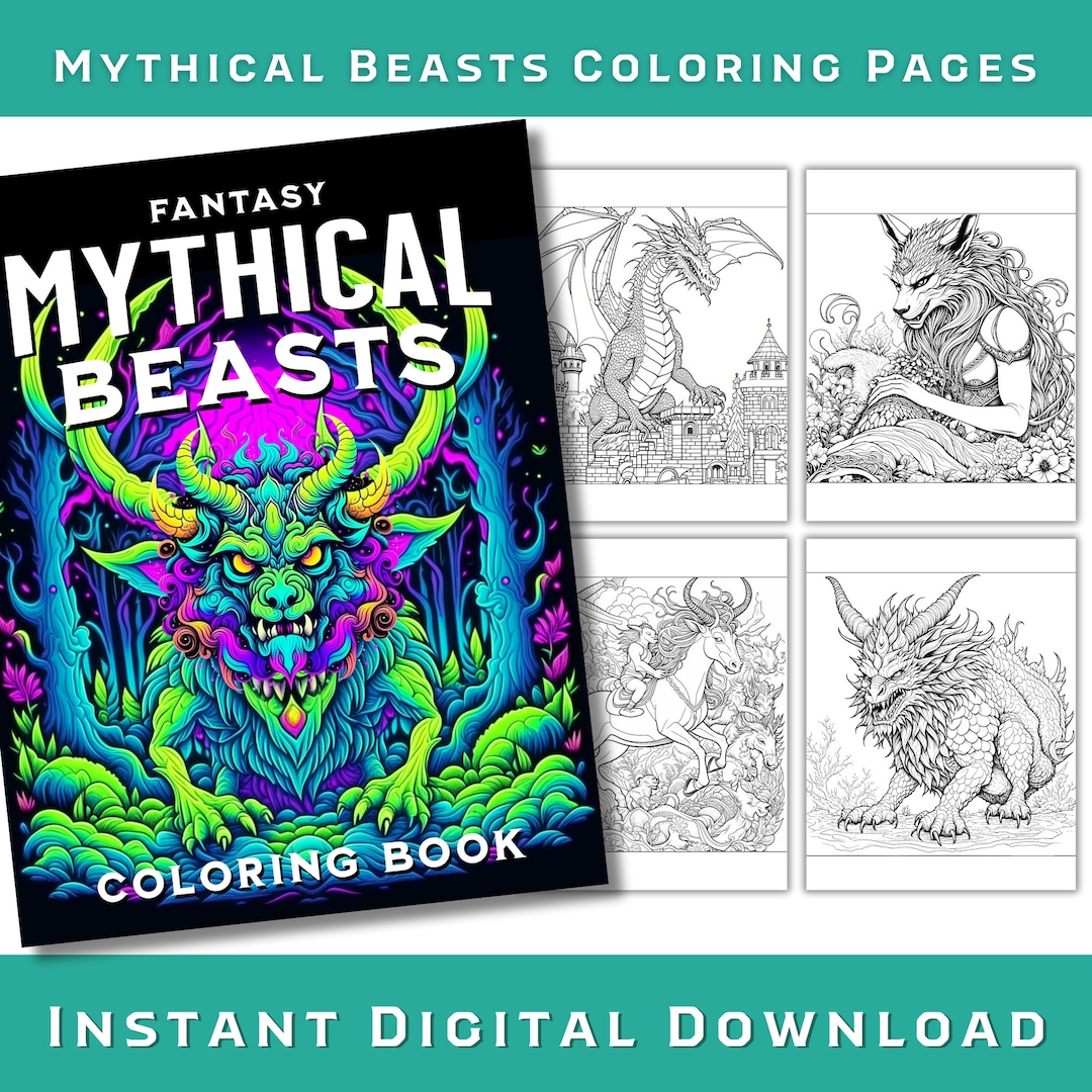 Mythical Beasts Coloring Pages With Creatures of the Wild and Medieval ...
