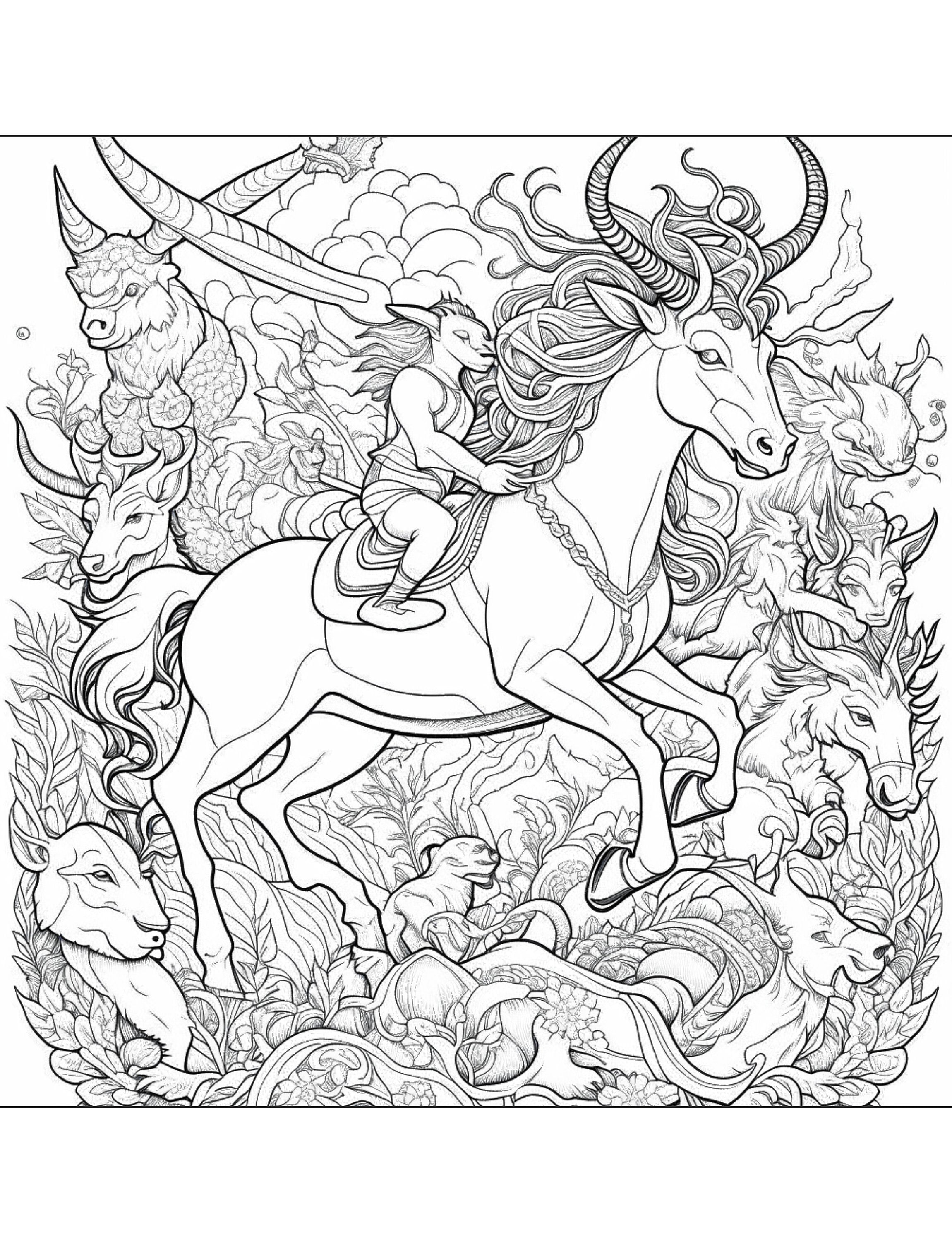Mythical Beasts Coloring Pages With Creatures of the Wild and Medieval ...