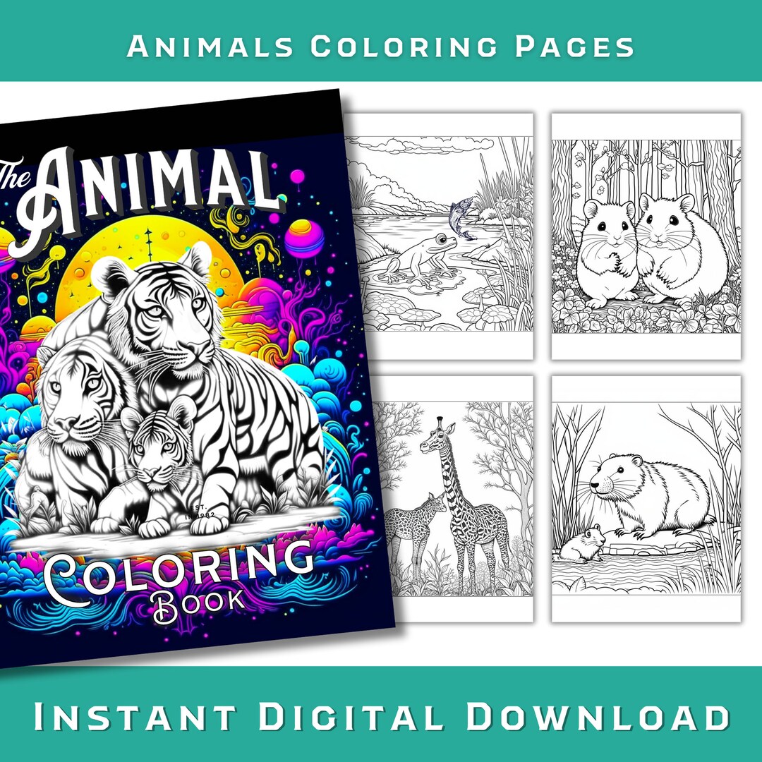 Animal Coloring Pages With Large Prints for Relaxation Cute Gifts for ...