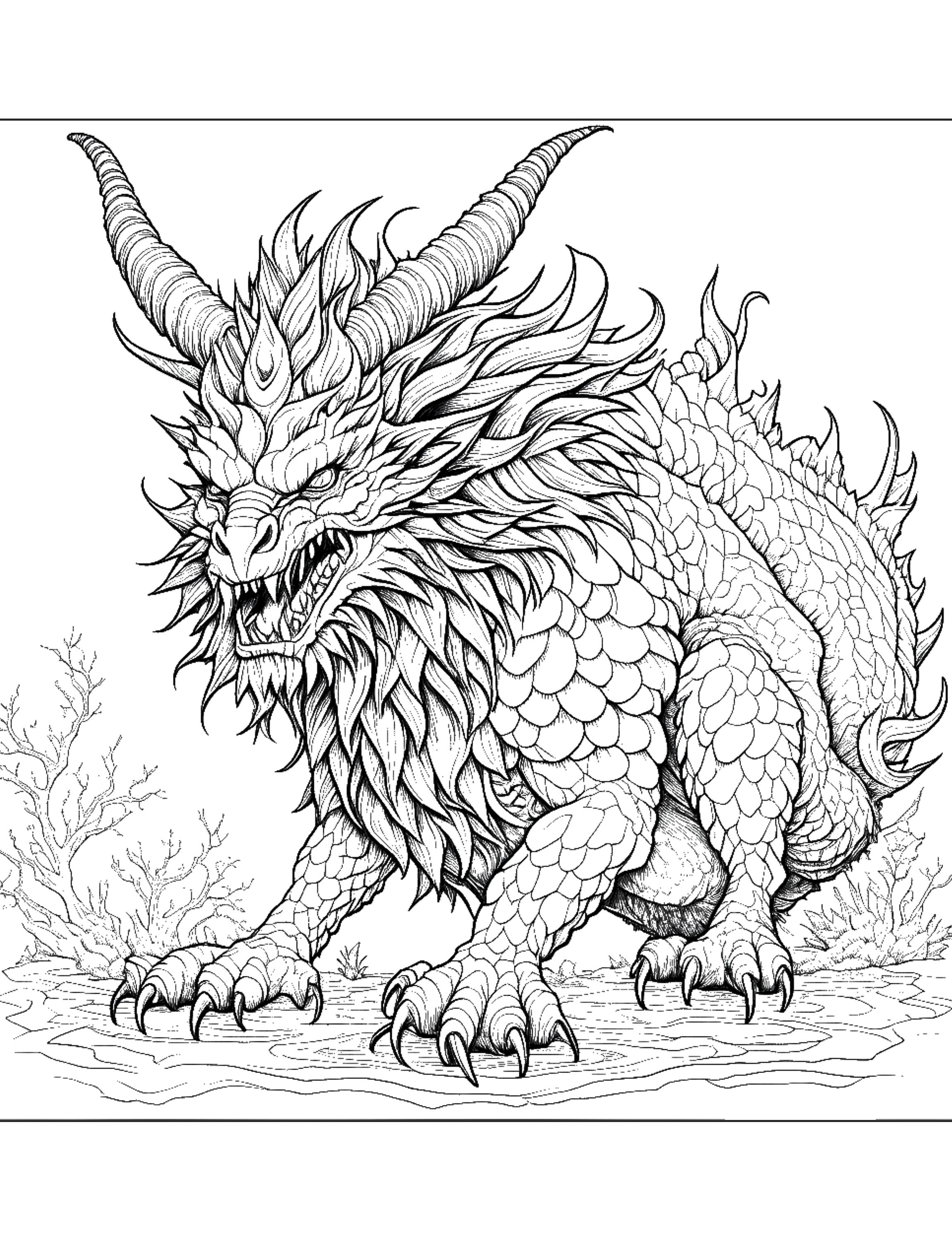 Mythical Beasts Coloring Pages With Creatures of the Wild and Medieval ...
