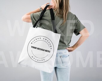 Aop Tote Bag Mockup Printify Mockup Aop Tote Bag Black Handle Tote Bag ...