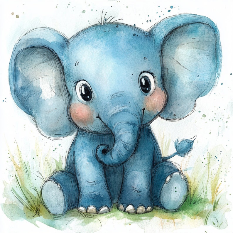 Elephant Kids Room Art Photo Cartoon Decoration Children Bedroom ...