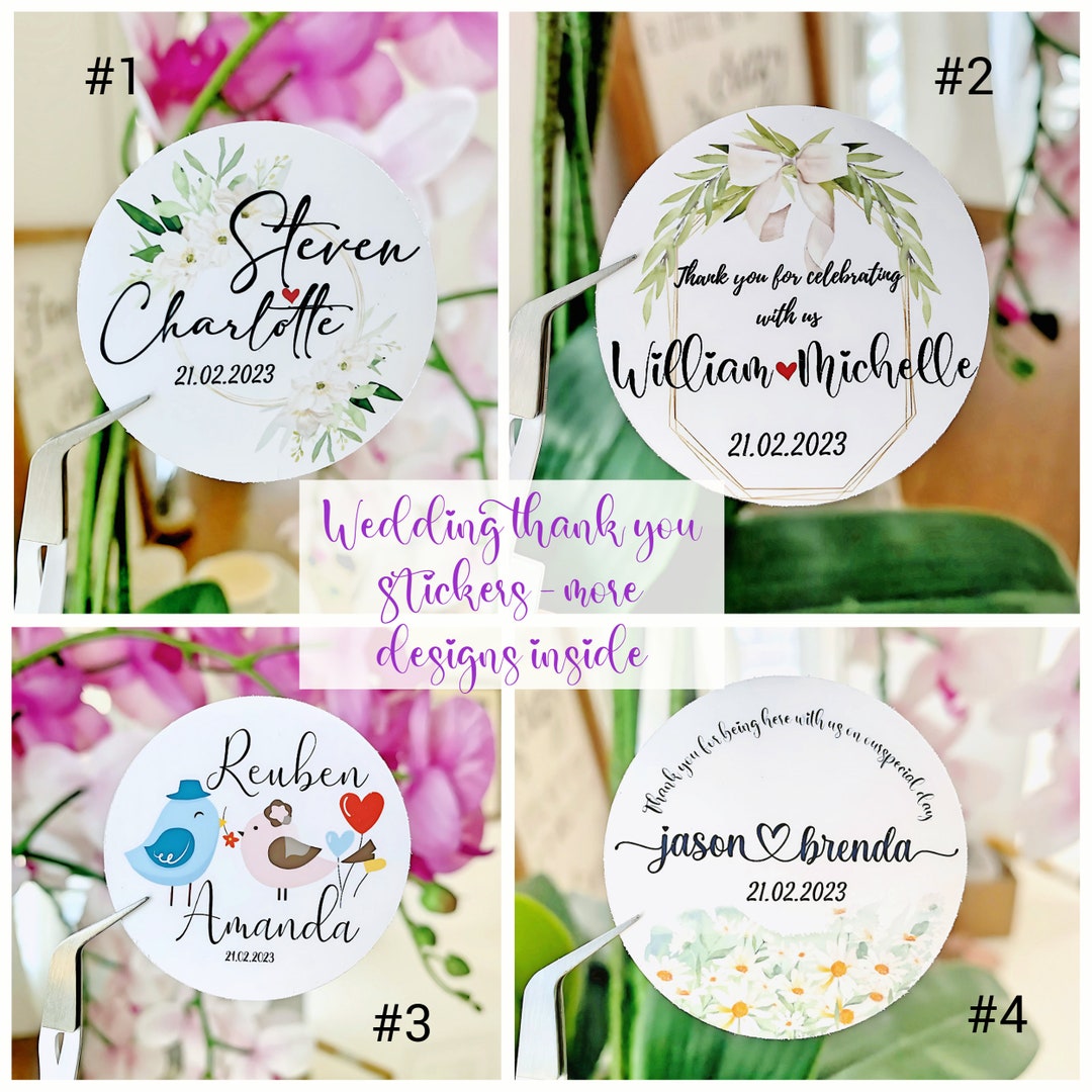 Personalised Wedding Sticker, Wedding Thank You Round Sticker.....make ...