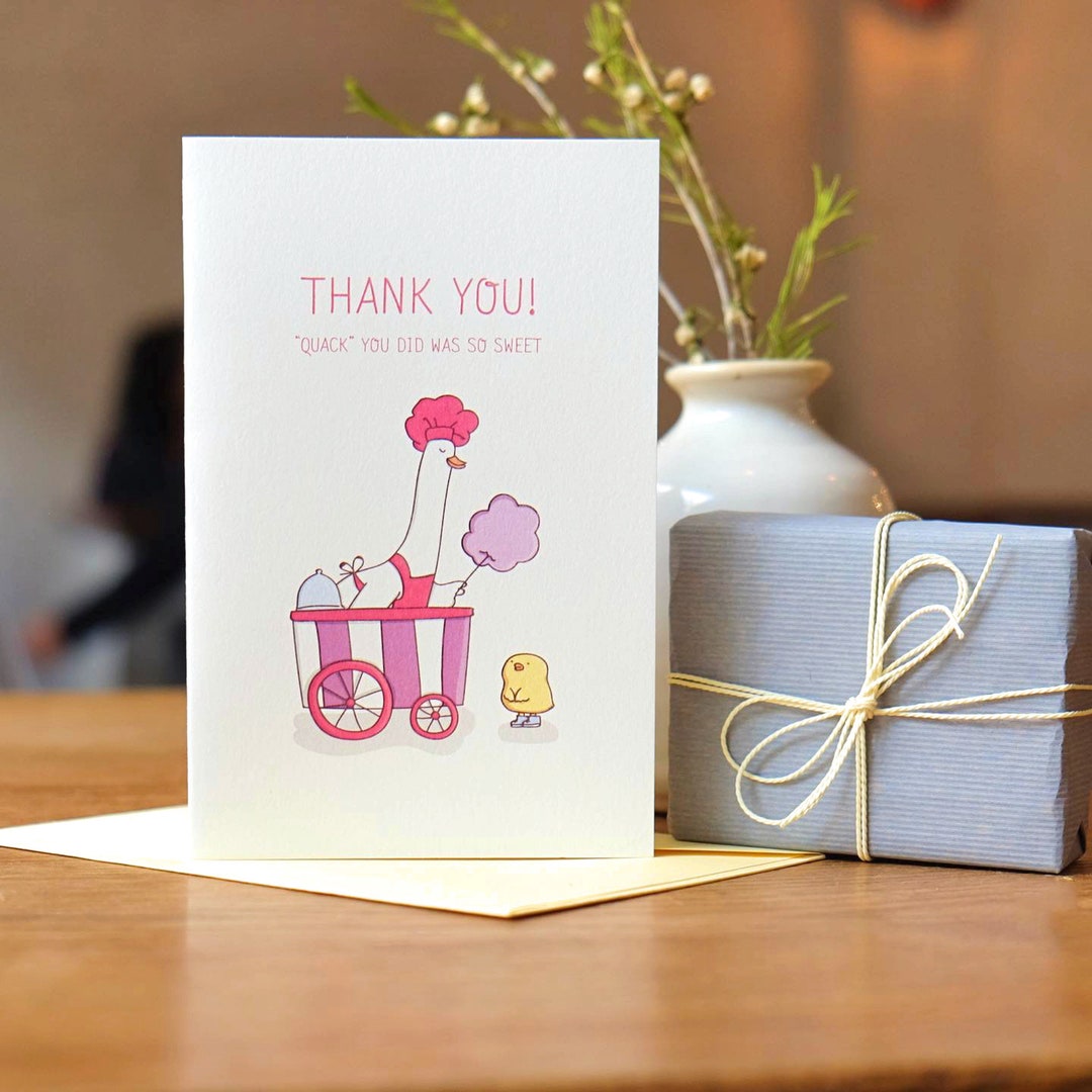 Thank You Card, QUACK You Did Was so Sweet, Cute Kawaii Illustration - Etsy