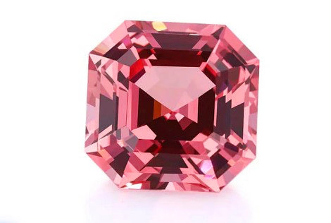 Asscher Cut Lab Grown Padparadscha Sapphire Faceted Loose Hydrothermal ...